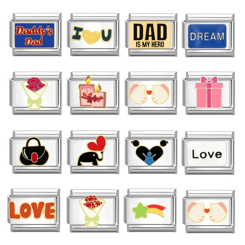 Charm Italian Links Fit 9mm Bracelet Making DIY Jewelry Father'S Day Creative Module Bracelet ...