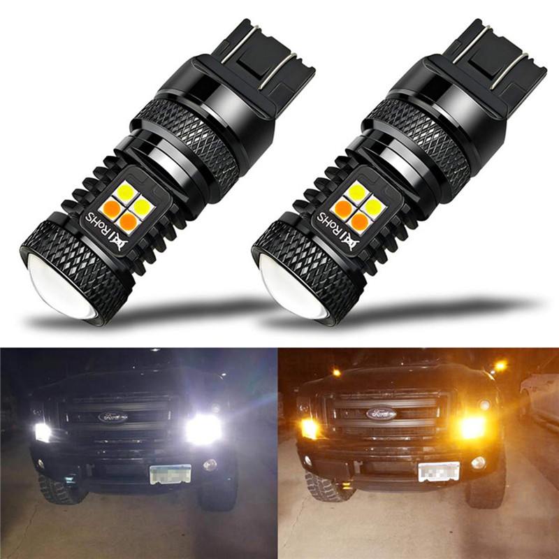 2Pcs 1157 T20 7443 BAY15D P21/5W Dual Color White Yellow Car DRL Turn ...