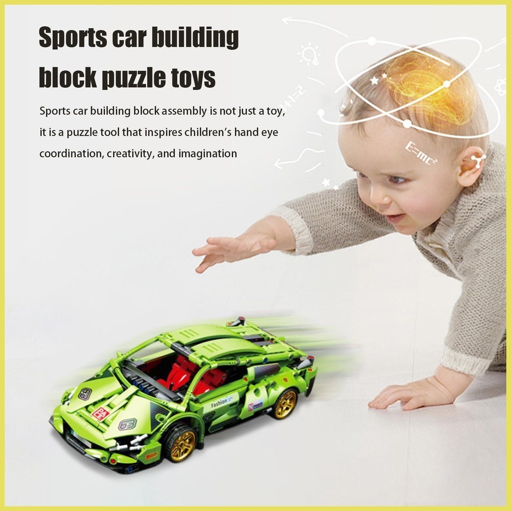 Car Building Block Puzzle Toy 586 Particles Assemble Bricks Vehicle Toy ...