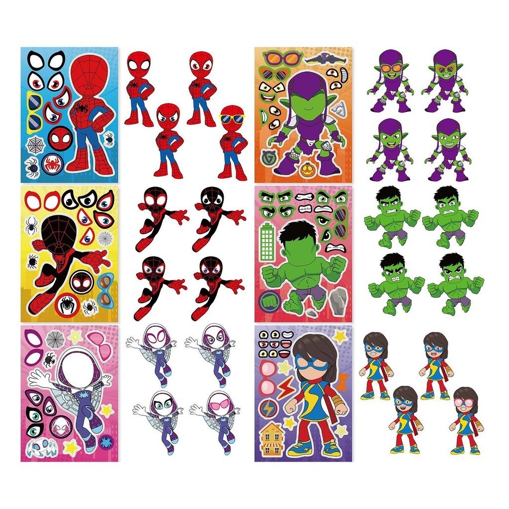 Cute Puzzle Stickers Educational DIY Anime Sticker Set Cute Kids ...