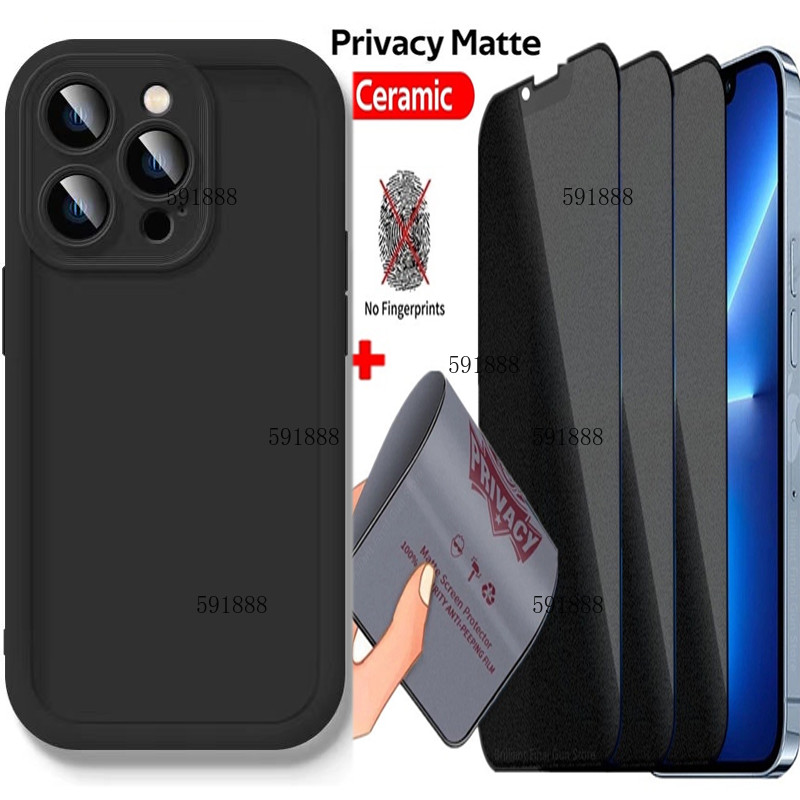 2in1 Phone Case+ Matte Soft Anti Spy Tempered Glass Film For Infinix Tecno Spark 30c 20 20c 10 ...