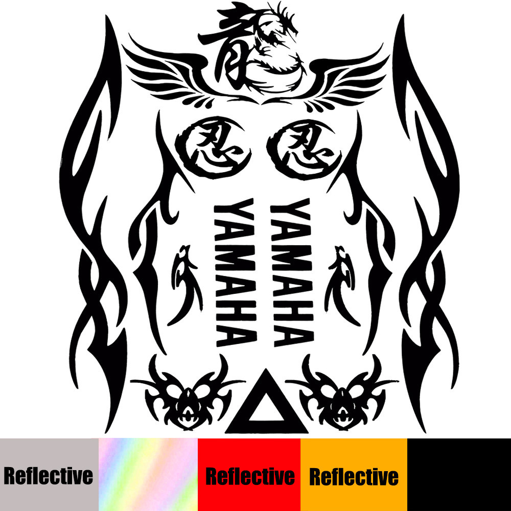 Motorcycle Electric Vehicle Stickers Dragon Totem Flame Stripe Stickers ...