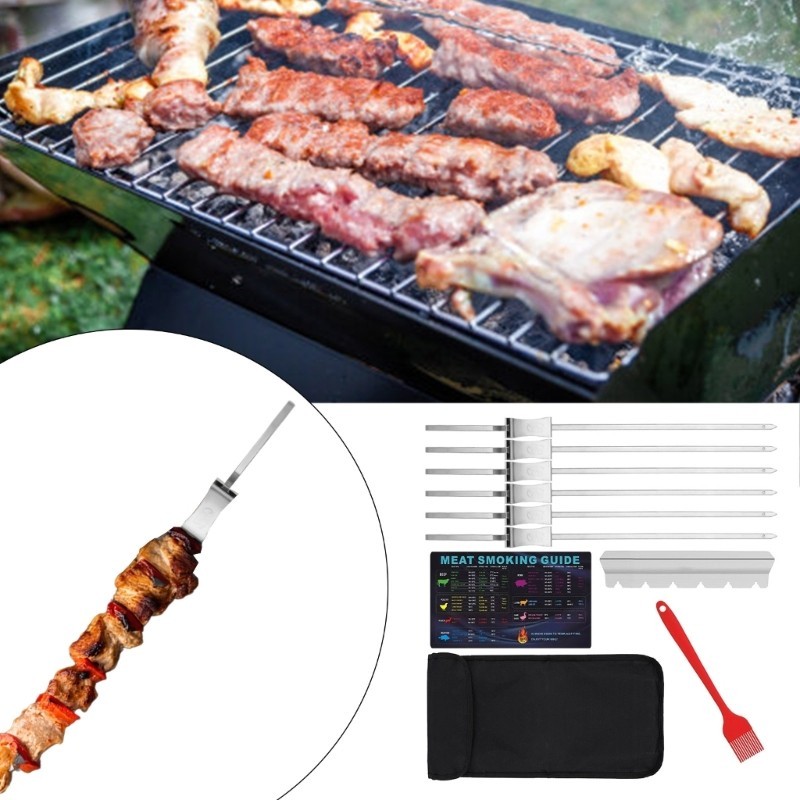 SHI 304Stainless Steel Skewers Set BBQ Grilling Skewers Metal Skewers ...