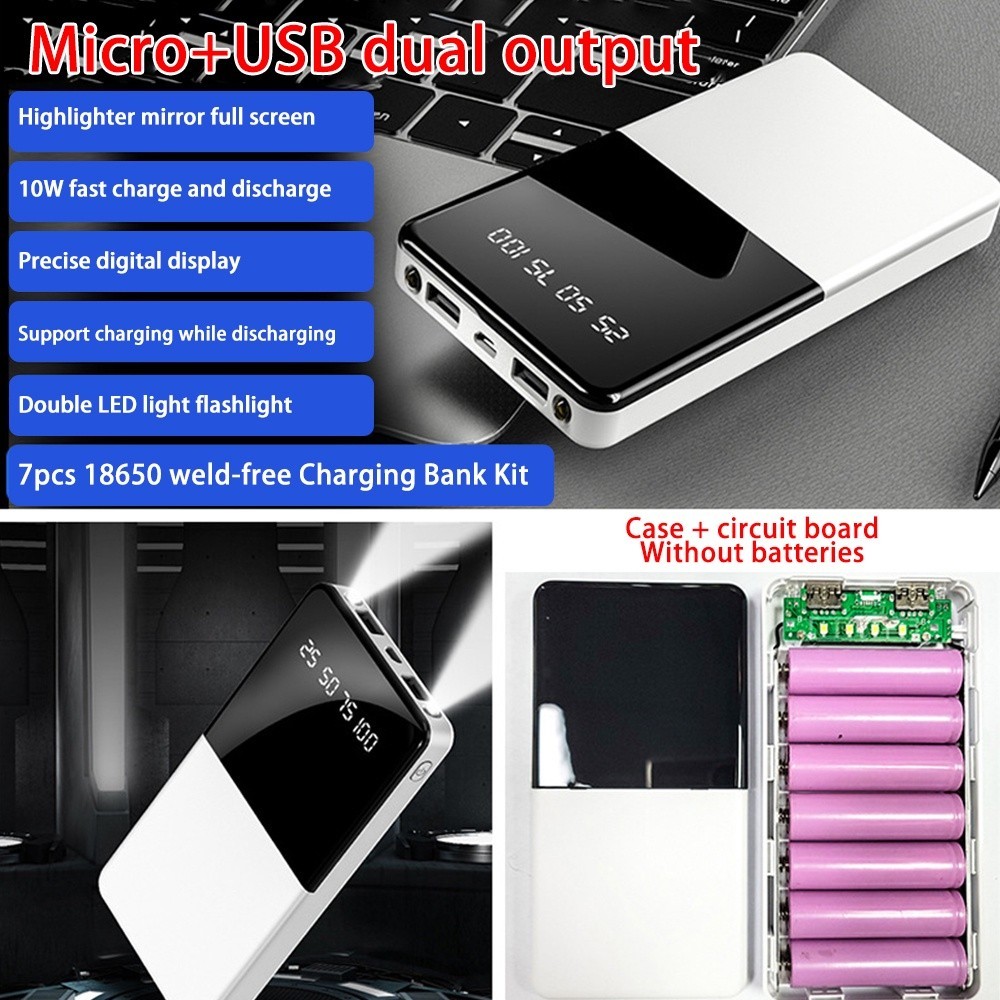 7*18650 battery Power Bank Case with Type C Fast Charging LCD Display ...