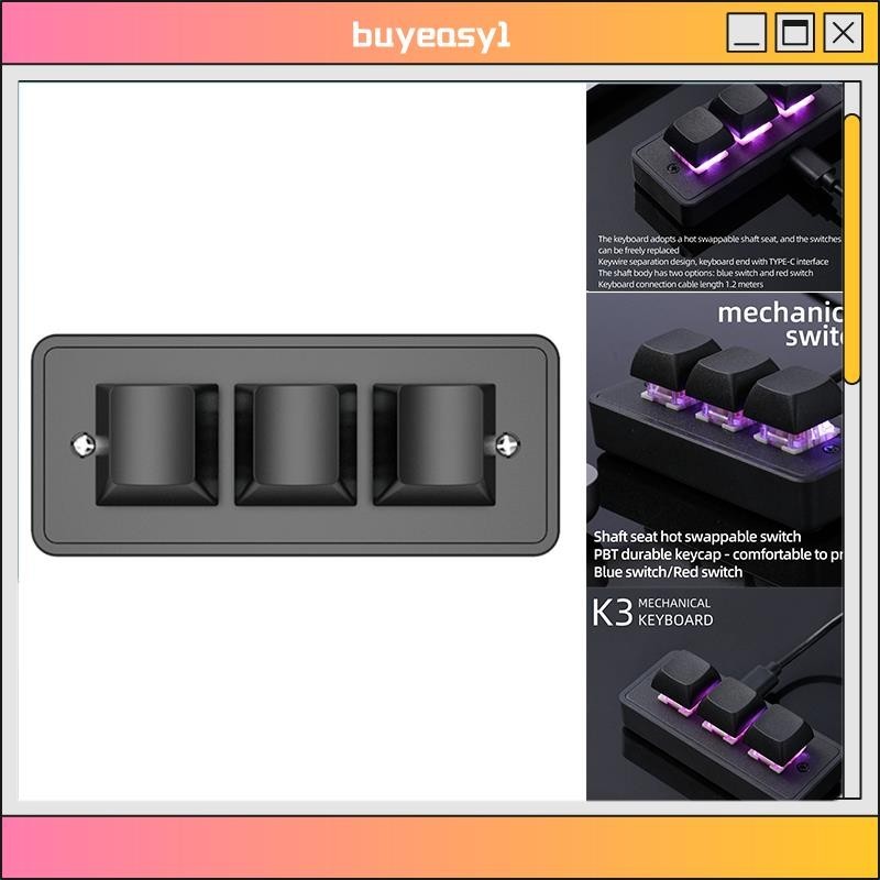 Custom Mini Keypad 3 Keys Programming Macro Keyboard Copy Paste Cut USB Mechanical Keyboard for ...