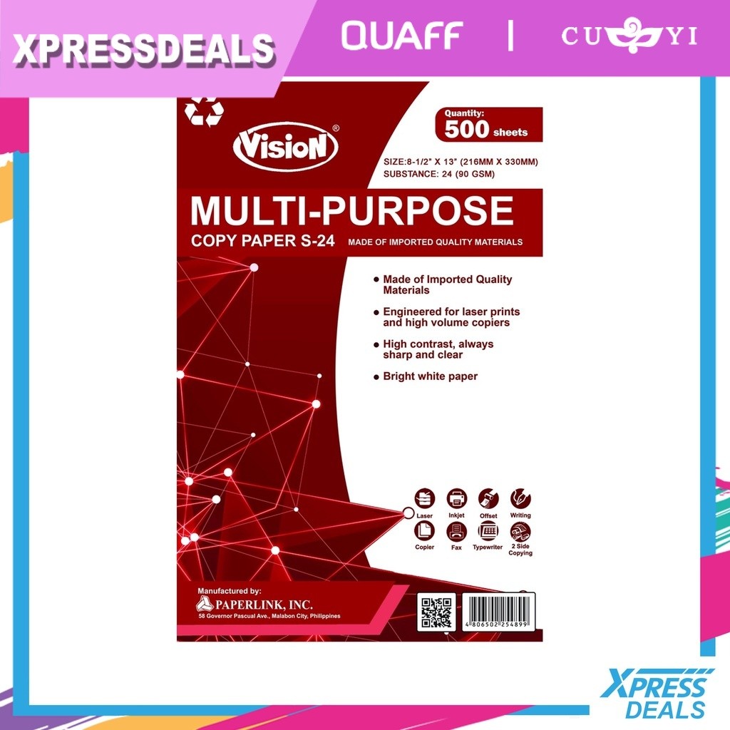 VISION Multi purpose Copy Paper 500's 90gsm | XPD | Shopee Philippines
