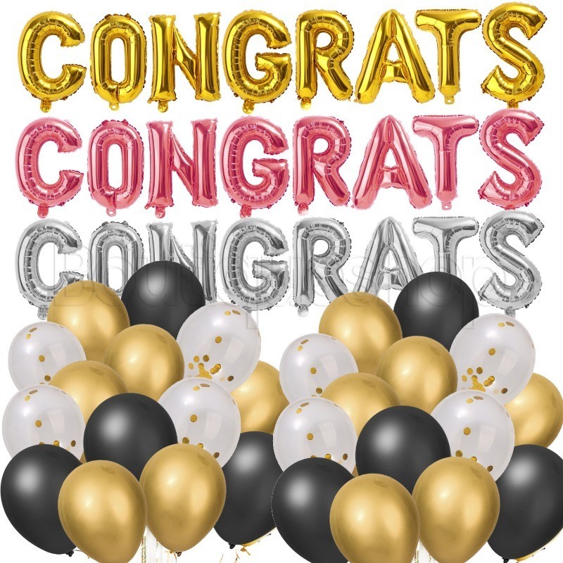 CONGRATS Letter Balloons Set - Aluminum Foil Balloons - Graduation ...