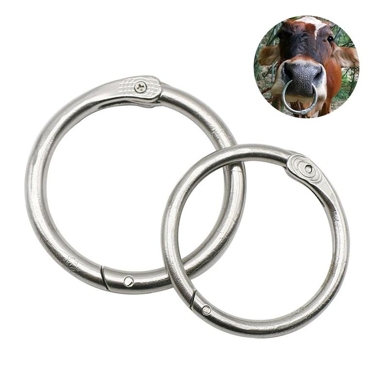1 Pc Stainless Steel Cattle Nose Rings Bull Cow Bovine Traction Clasp ...