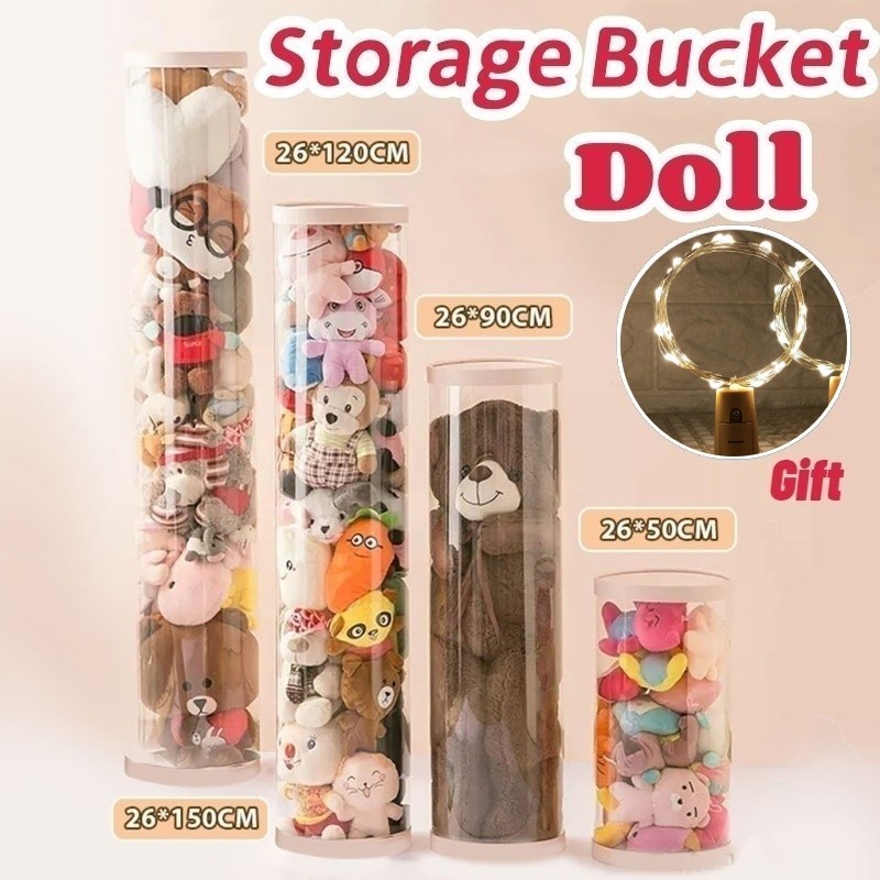 26*150cm Doll Storage Bucket Transparent PVC Tube Large Capacity Stuff ...