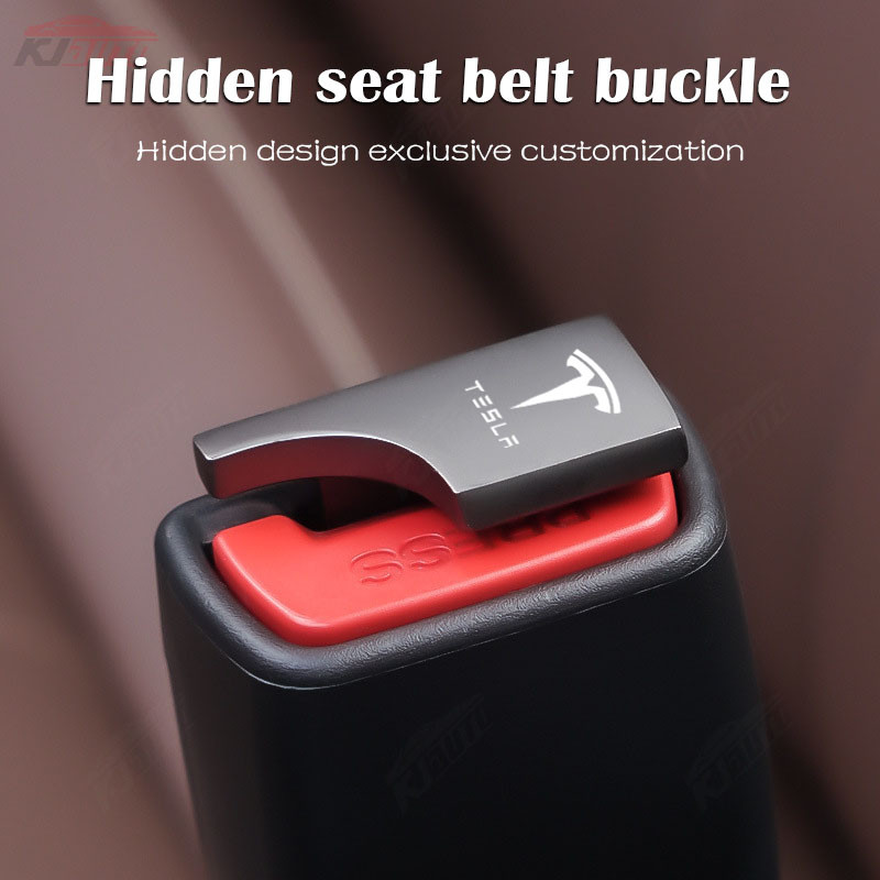 Tesla Zinc Alloy Hidden Car Safety Seat Belt Buckle Clip New Energy ...