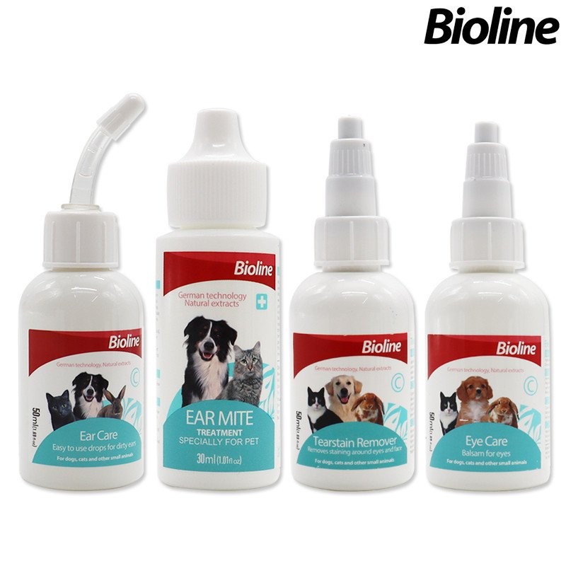 Bioline Bio-Lian Pet Ear Cleanser Ear Mite Oil Dog Cat Eye Drops Tear ...