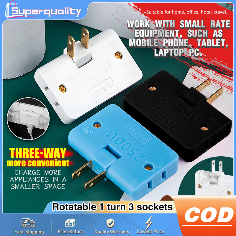 Plug Wireless Wall Socket Adapter Swivel Head Charger 3 in 1 Power ...