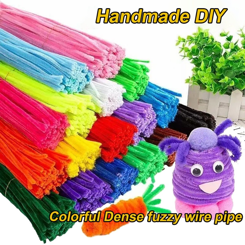 100pcs Colorful Fuzzy Wire Bouquet Pipe Craft Flower Chenille Stem Diy ...