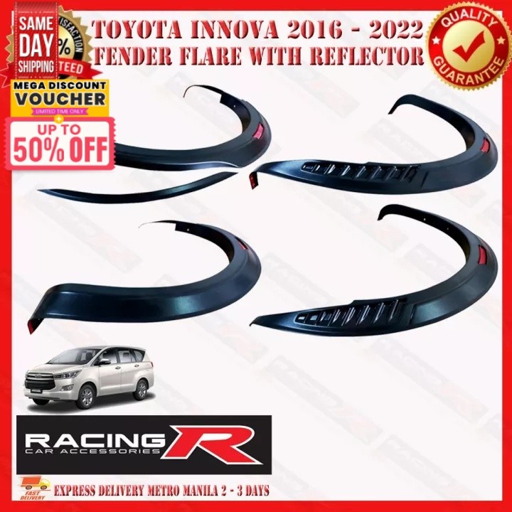 Toyota Innova 2016 to 2025 Slim wheel arch Fender flares with Red ...