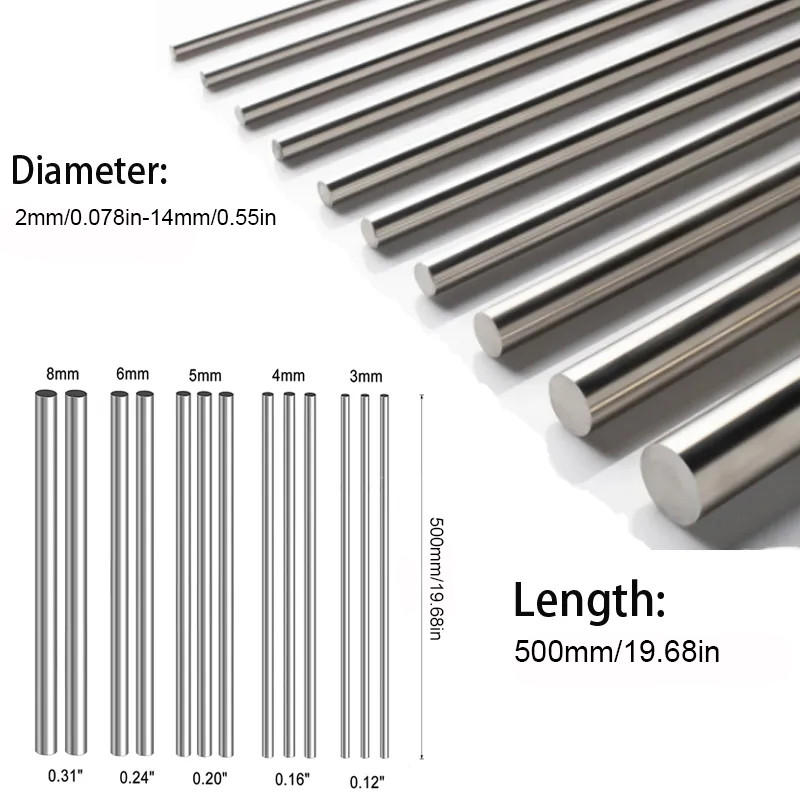 Assorted Stainlesss Steel Round Rods (2mm - 14mm) for DIY Crafts & Tool ...