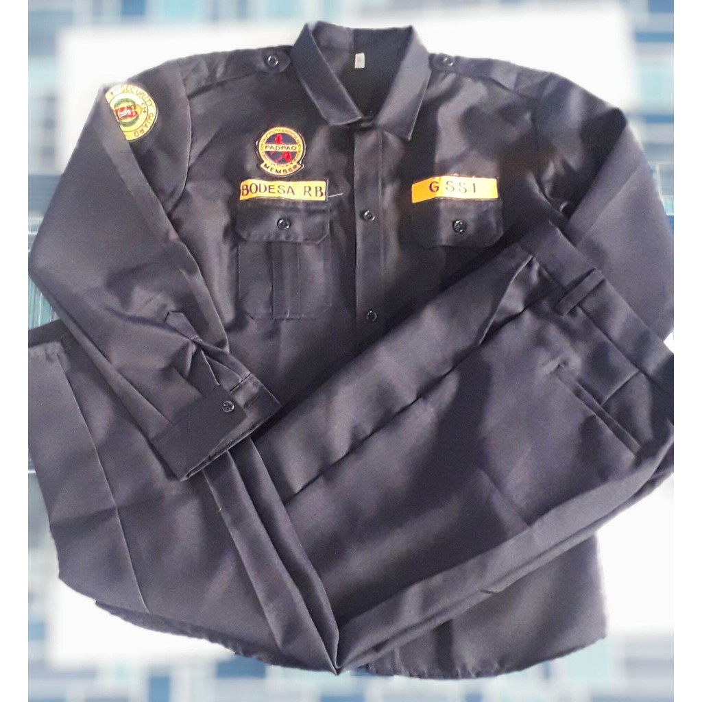 SECURITY GUARD UNIFORM SET (LONG SLEEVE W/PATCHES AND PANTS) | Shopee ...