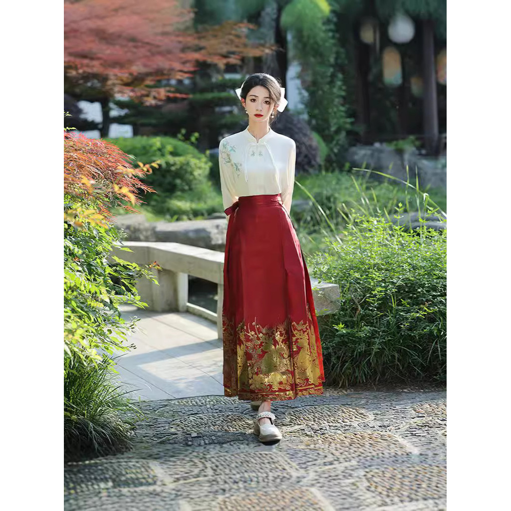2025Spring Brocade Hanfu Mamian Skirt New Chinese Style Ming Dynasty ...