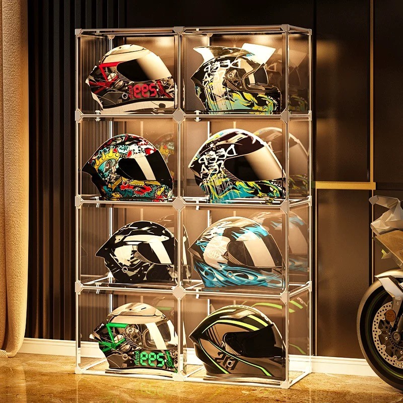 Acrylic helmet storage box Large transparent cabinet handbag organizer ...
