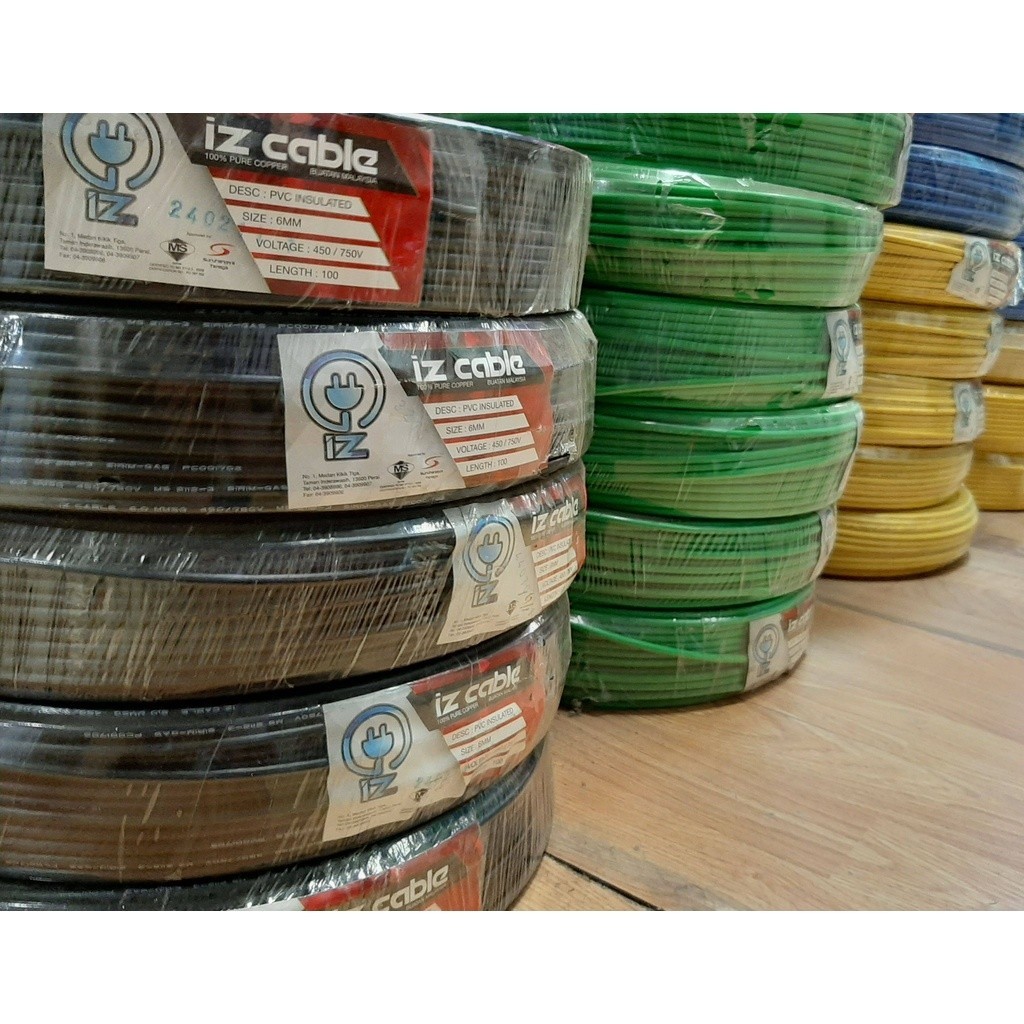 IZ 4.0MM / 6.0MM / 10MM PVC INSULATED CABLE SIRIM APPROVED PURE COPPER ...