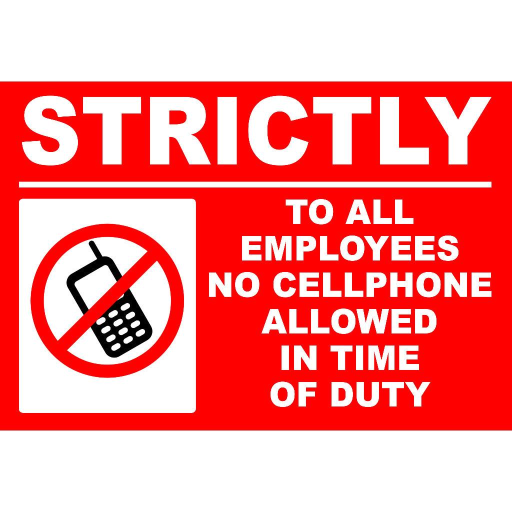 Warning sign "No use of mobile phone during duty" PVC type or plastic ...
