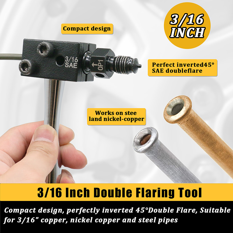 3/16" Brake Line Double Flaring Tool Kit Detachable Hand Held Tube ...