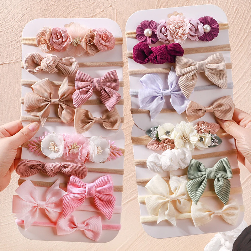 5Pcs/Set Baby Headband Set Newborn Bow Cotton Hair Accessories for Baby ...