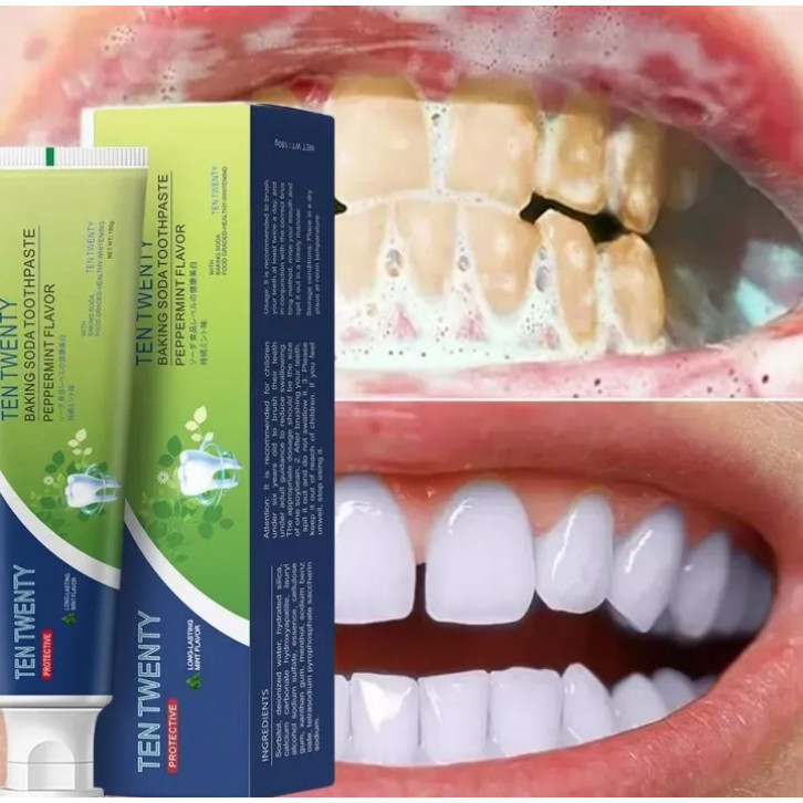 TEN TWENTY Baking Soda Whitening Toothpaste Peppermint Food Graded ...