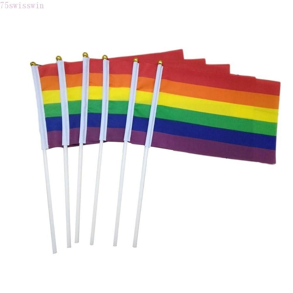 SWISSWIN 10Pcs Rainbow Flags, LGBT Rainbow Rainbow Hand Flag, Easy To ...