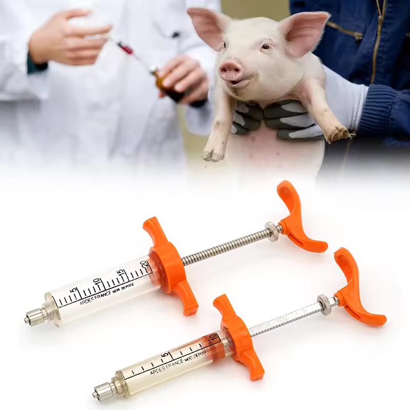 Veterinary Syringes 10ml 20ml Animal Syringe Reusable Plastic Steel Pig ...