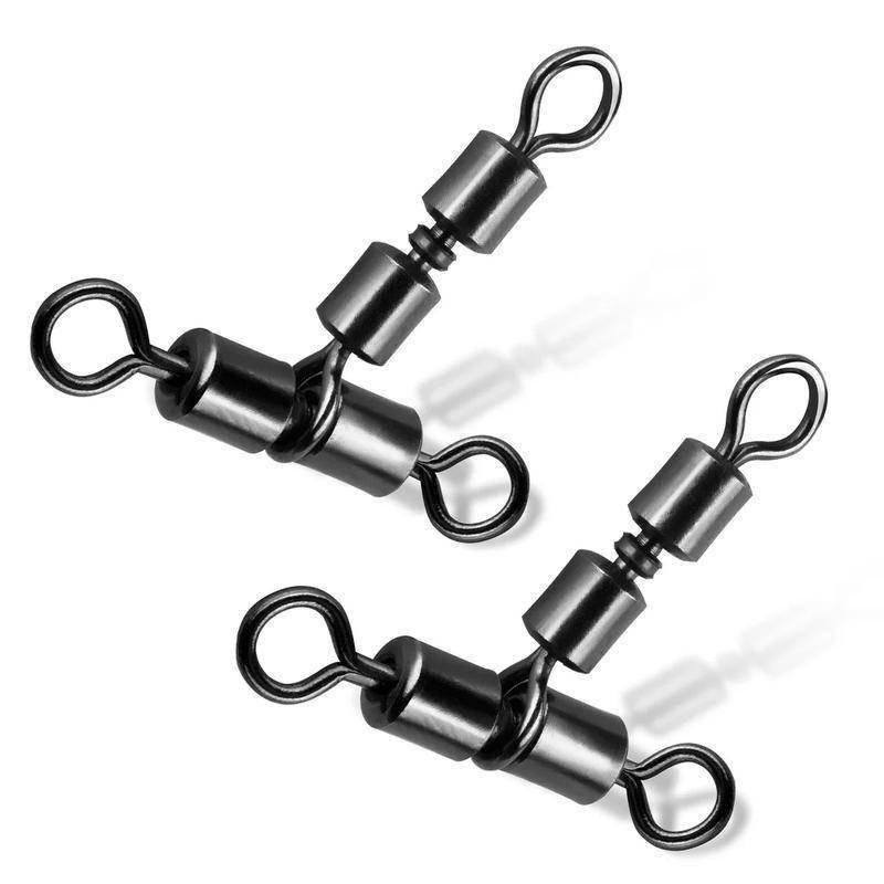 T-shape 3 Way Fishing Swivels 100pcs Double Rolling Swivels | Shopee ...