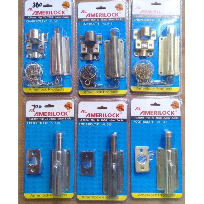 AMERILOCK STEEL DOOR CHAIN BOLT 4" & FOOT BOLT 4" STEP ON LOCK FOOT ...