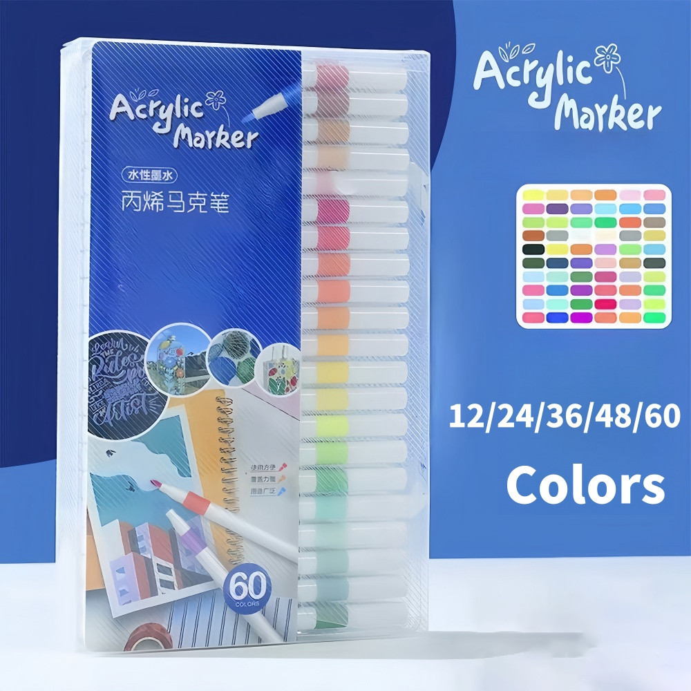 12/24/36/48/60 Color Acrylic Marker Marcaron Color Refills Art Creative ...