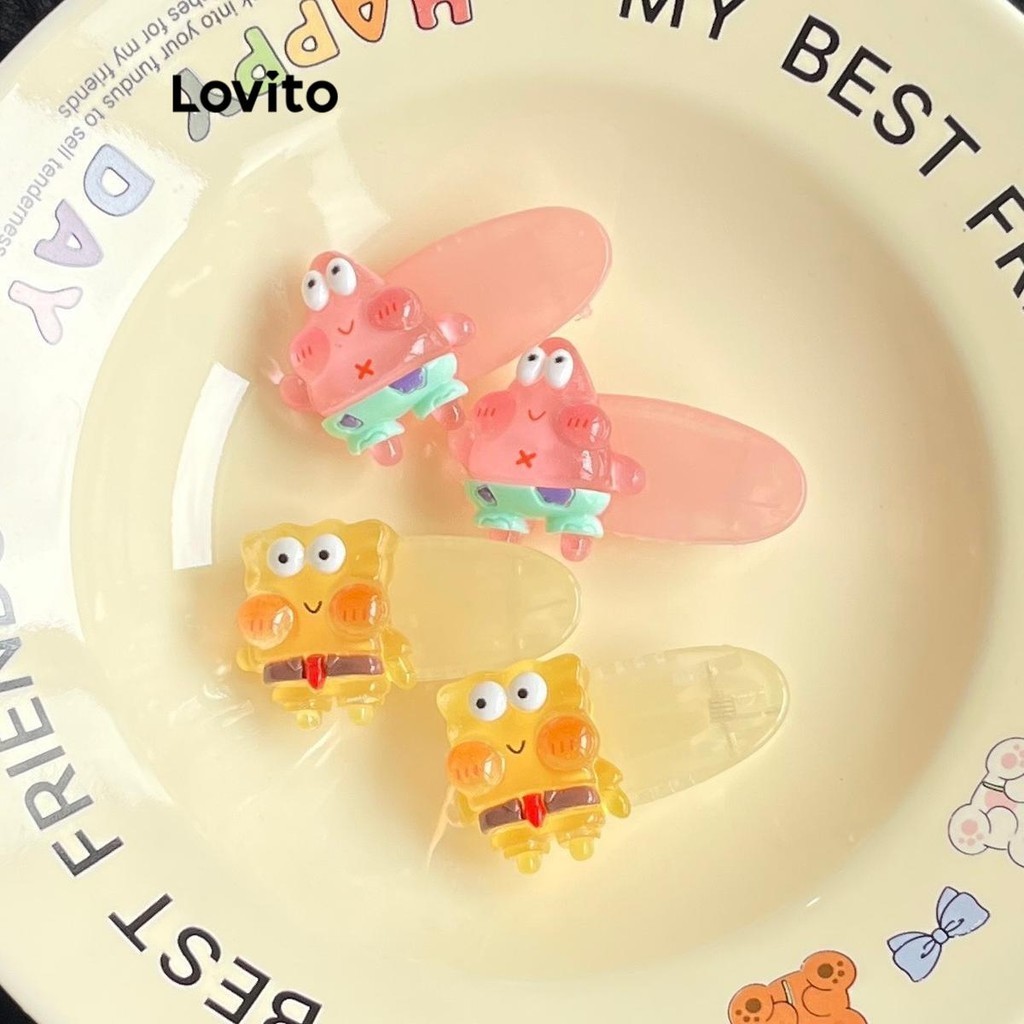 Lovito Women Cute Cartoon Jelly Spongebob Squarepants Hair Clips ...