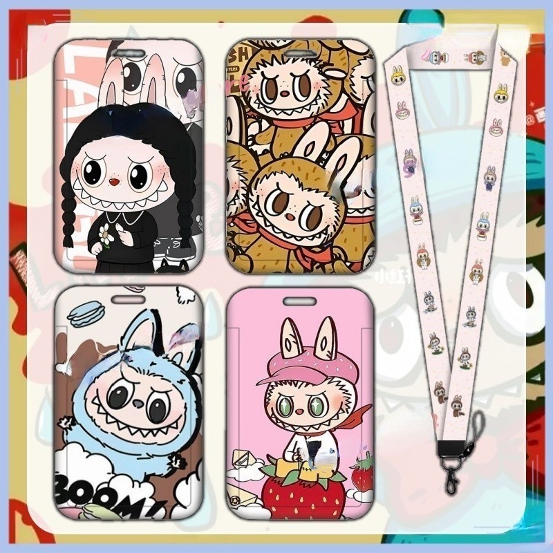 Cute Labubu Student Card Holder Halter Retractable Style Kindergarten ...