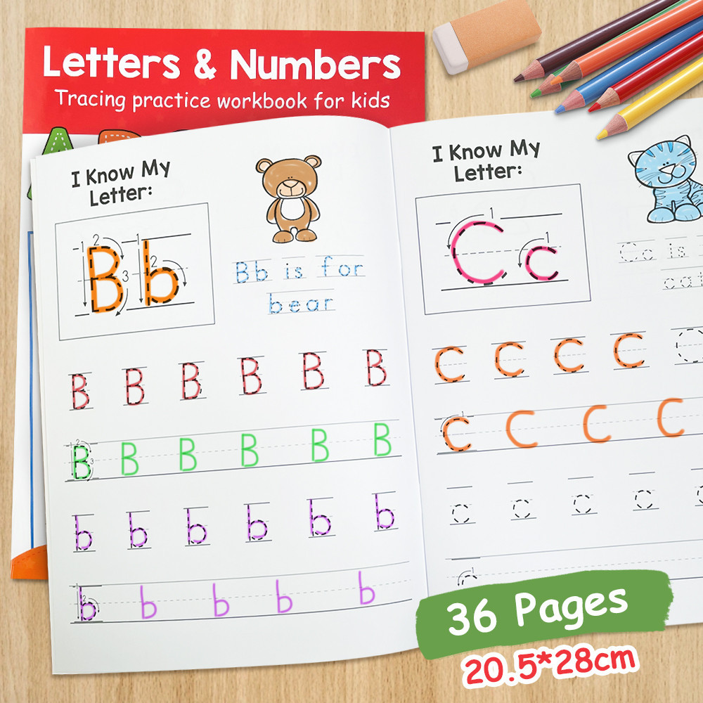 Trace Letters and Numbers Workbook:Learn How to Write Alphabet Upper and Lower Case and 0-9 ...