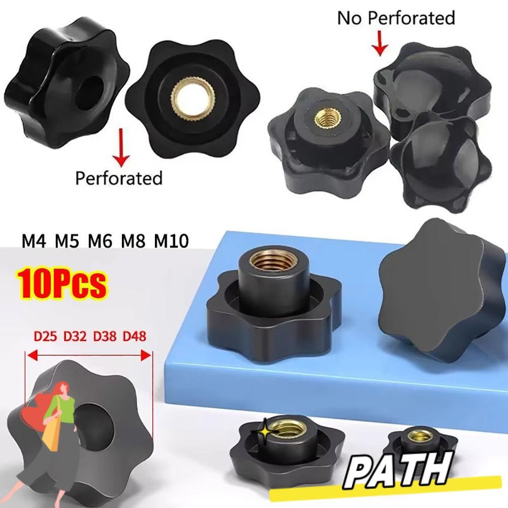 PATH 10Pcs Hand Tighten Nuts, Handle Thread Black Plum Nuts, M4 M5 M6 ...