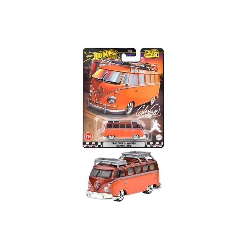 Hot Wheels Boulevard '67 Volkswagen Samba Bus Toy Mini Car, Orange ...