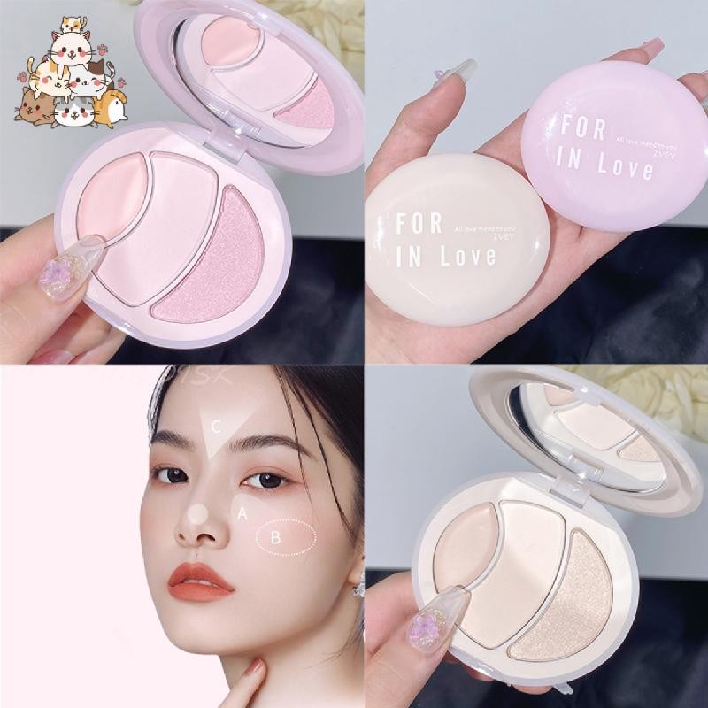 Mashed Potato Pink Highlighter Cream 3-Color 3D Face Makeup Pearl High ...