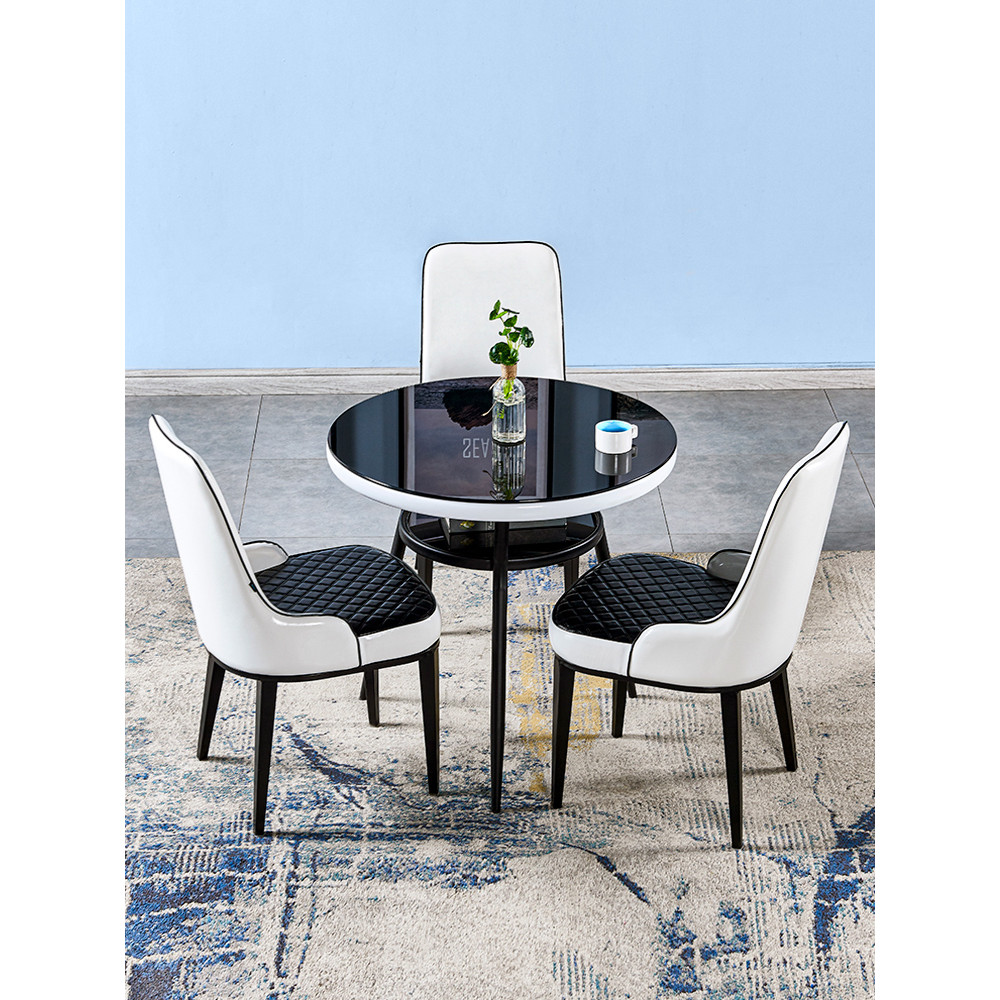 Tempered Glass Dining Table and Chair Set, Tempered Glass Round Table ...