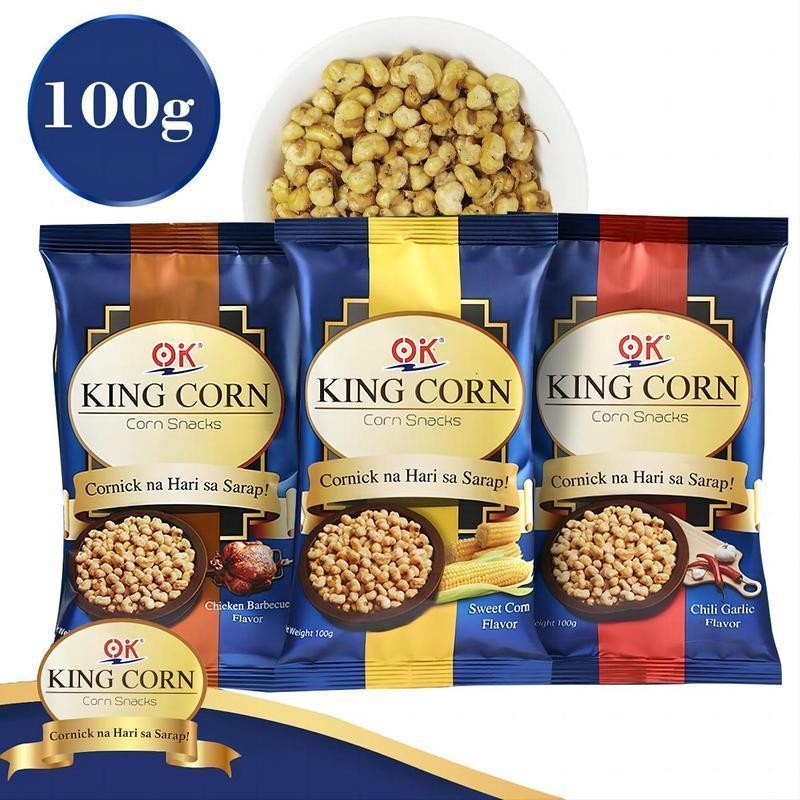 OK King Corn Cornick Sweet Corn Chili Garlic Chiken Barbecue Snack 100g ...