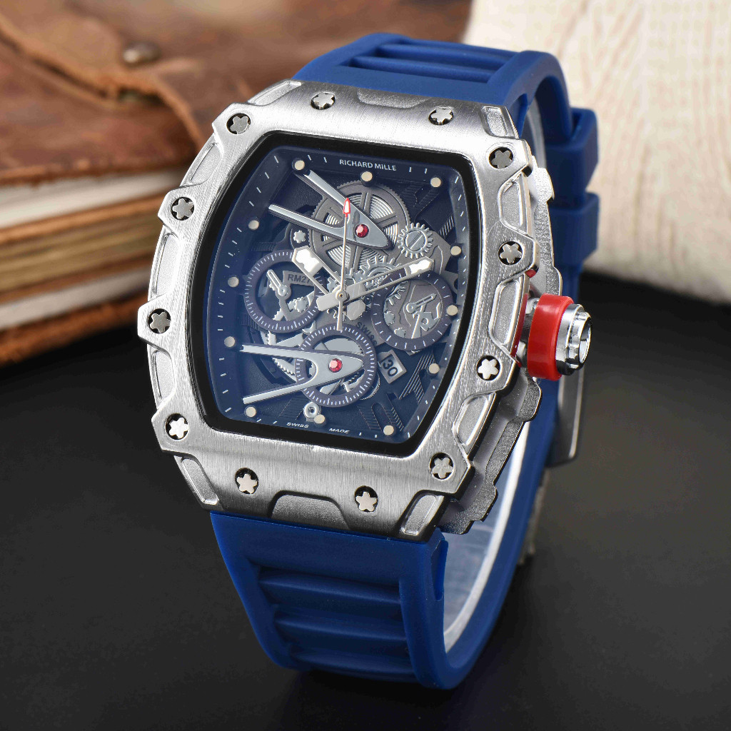 Richard Mille New Style Barrel Type Silver Box Men Quartz Movement ...