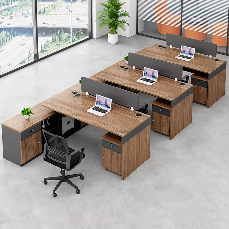 Office Desk and Chair Set for Employees, Double Financial Workstation ...