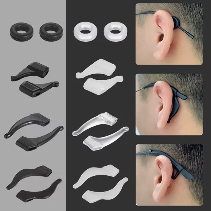 2PCs Silicone Anti-Slip Glasses Ear Grip Holder Eyeglasses Temple Tip ...