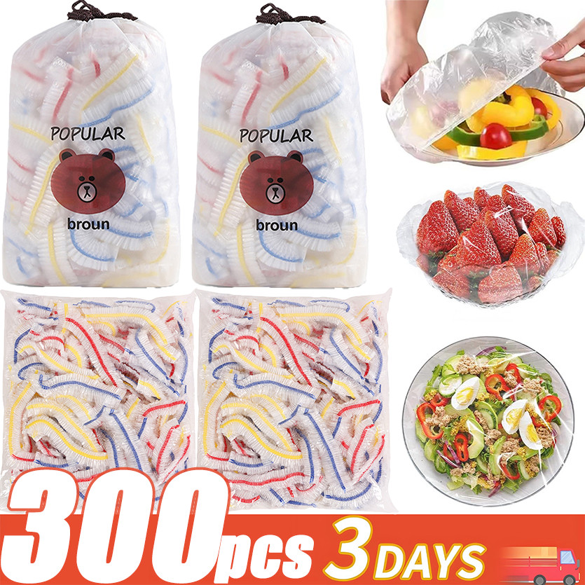 50/100/200/300Pcs Transparent Disposable Food Covers / Plastic Fresh ...