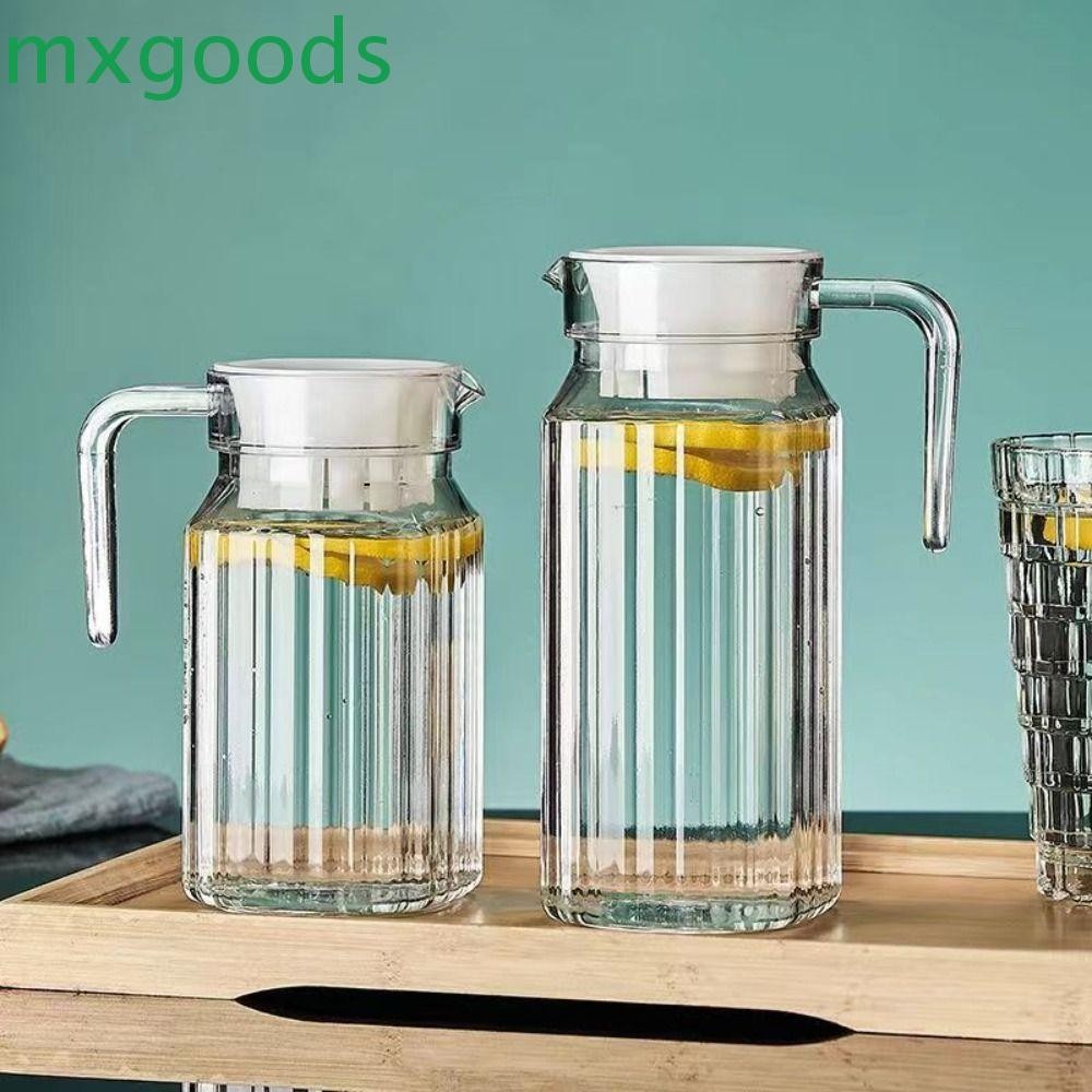 MXGOODS Stripe Pitcher, Transparent with Lid Water Jug, Ice Tea Pot Acrylic Anti-fall 600/800 ...