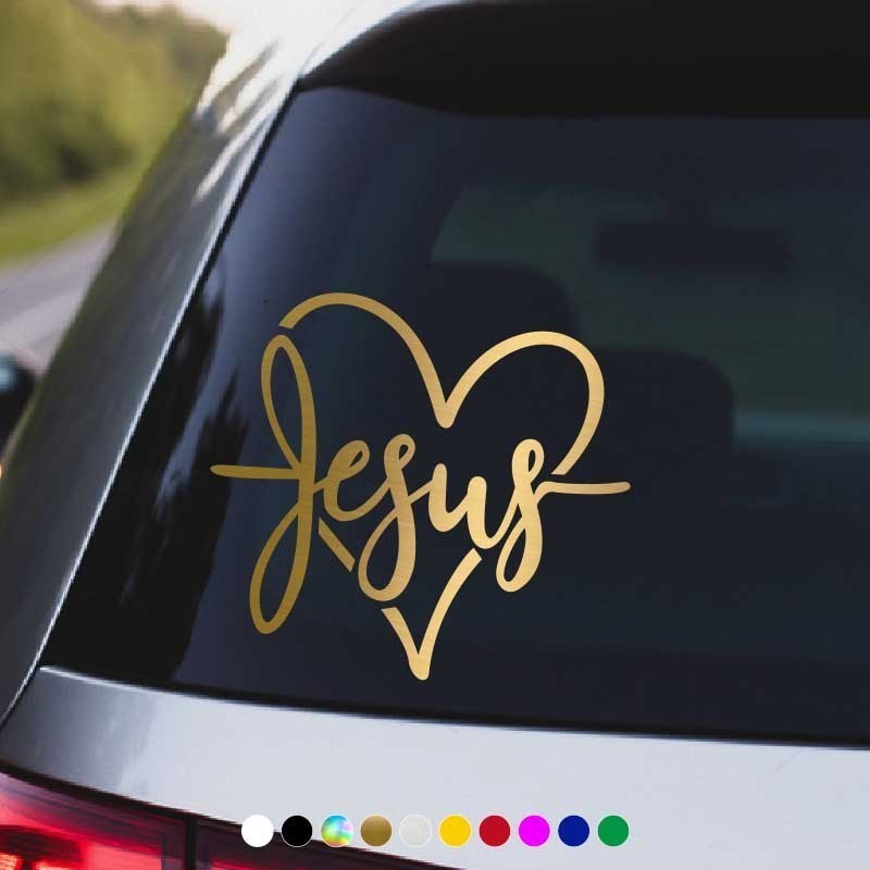 Jesus Heart Love Car Motorcycle Sticker Vinyl Decals Religious ...