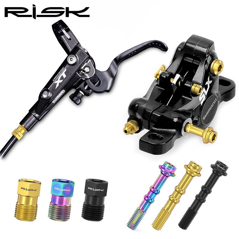 RISK Bicycle Hydraulic Hose Titanium Alloy Screws Oil Disc Brake Clamp ...