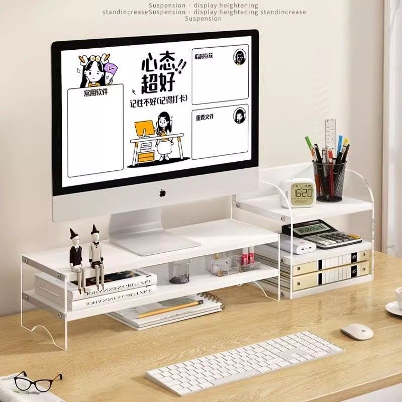 Desktop Computer Riser Acrylic Cushion Stand Office Desktop Storage ...