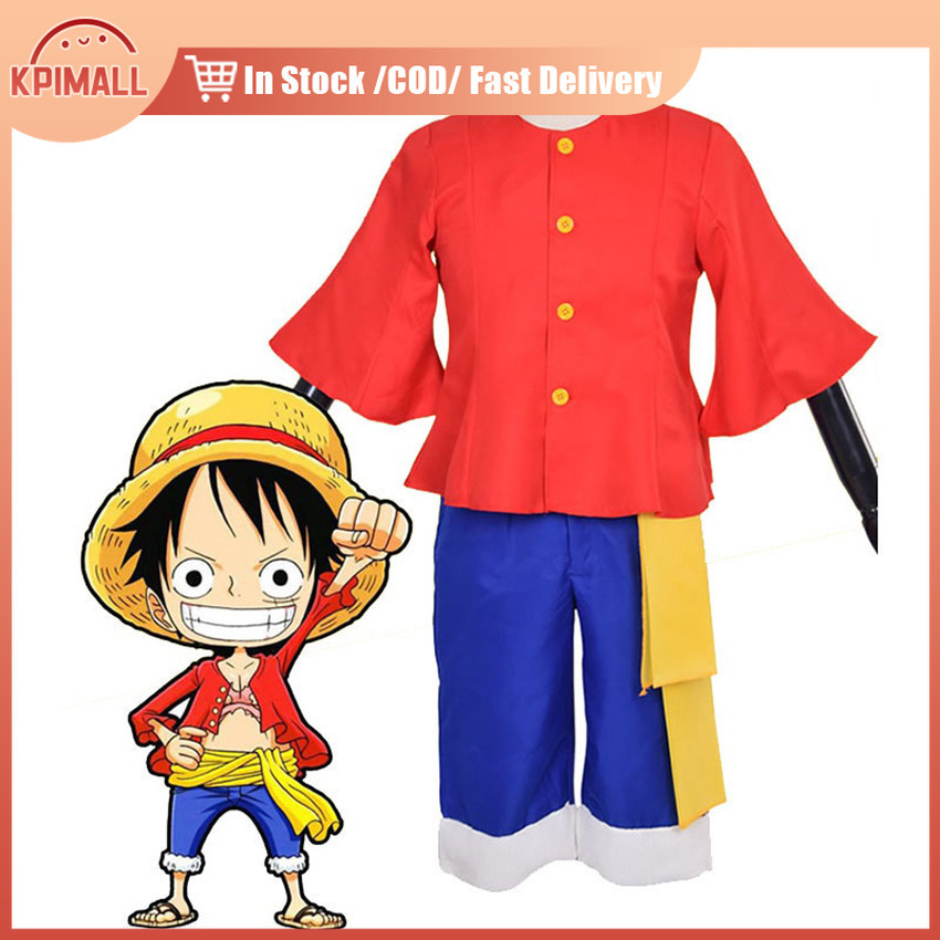 1 Set Animie One Piece Luffy Costume Adult Kids Monkey D Luffy Costume ...