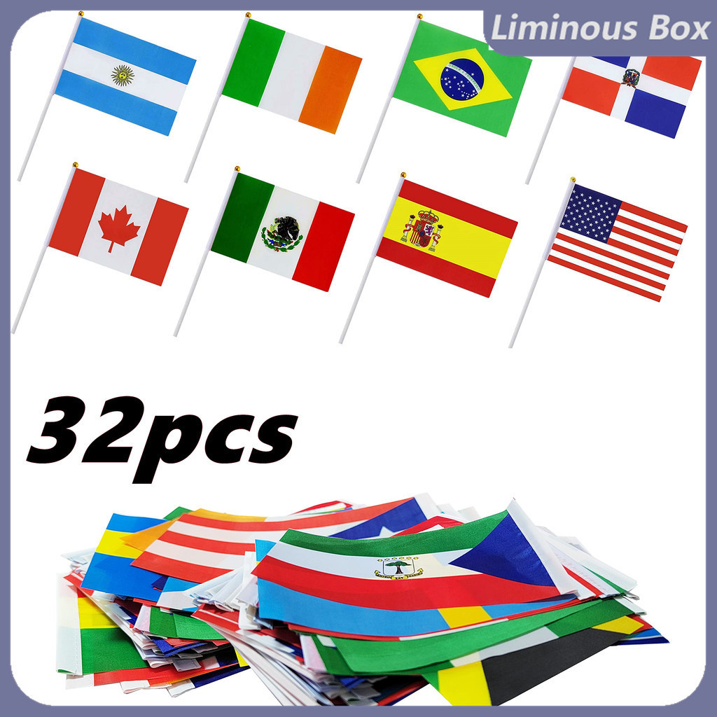 32pcs Hand Held Flags World Cup National Hand Flags World Country Hand ...